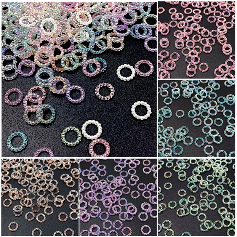 300 ชิ้น 10 มม.รอบแหวนตกแต่งวัสดุแฟชั่น Patch ABS Hollowed Out เลียนแบบ ...