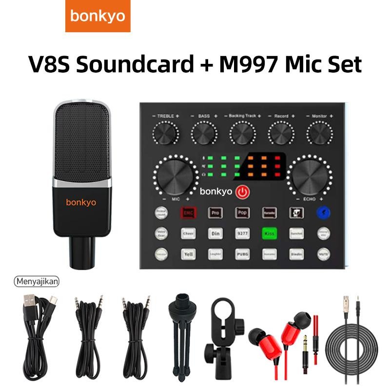 Bonkyo V8S การ์ดเสียง + ไมโครโฟน M997 - ส่วนหนึ่งของการจับคู่เสียงมือ ...