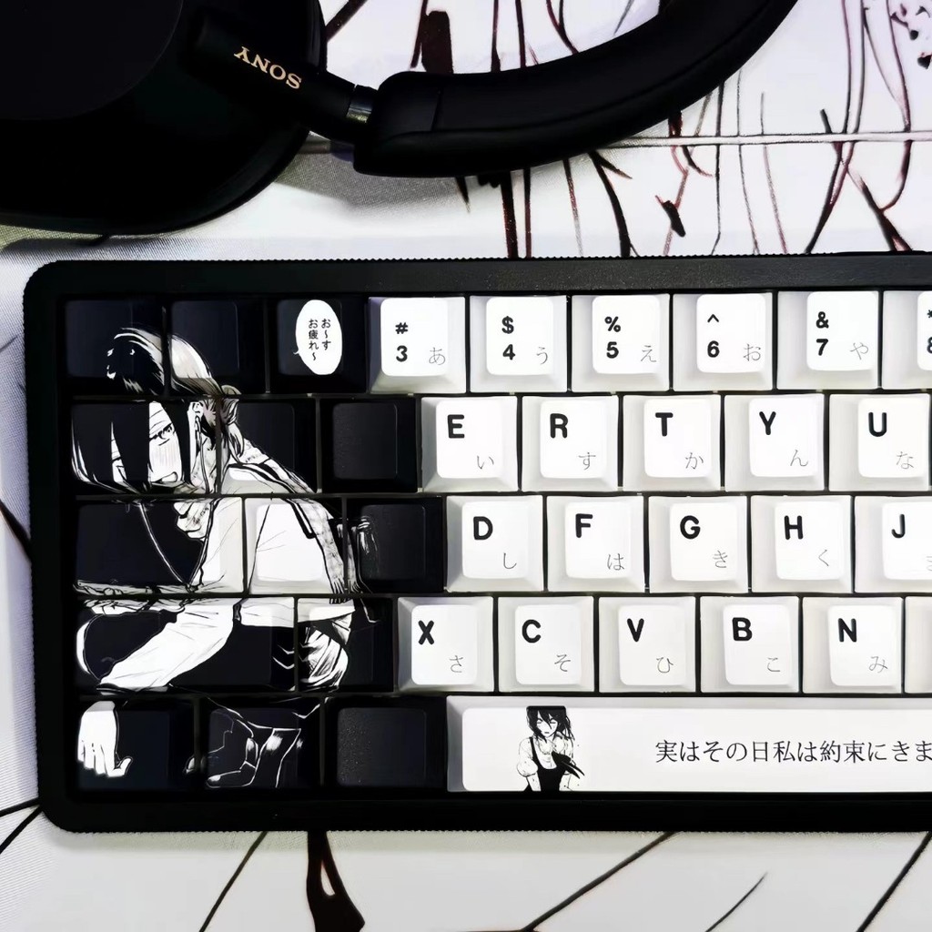 Chainsaw Man Reze Keycap โปรไฟล์เชอร์รี่ 100 คีย์ PBT ห้าด้าน Dye ...