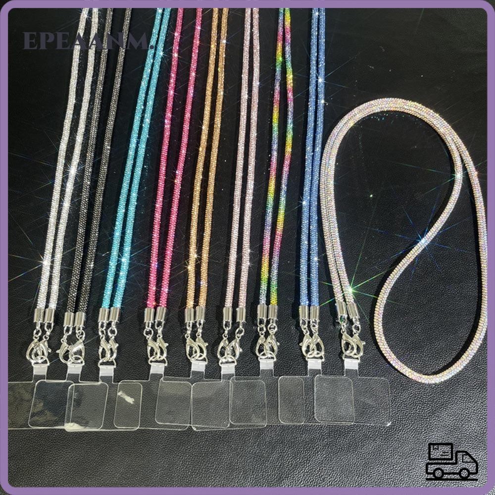 EPEAA เคสโทรศัพท์ Rhinestone, Bright Bling Bling โทรศัพท์เชือกป้องกัน ...