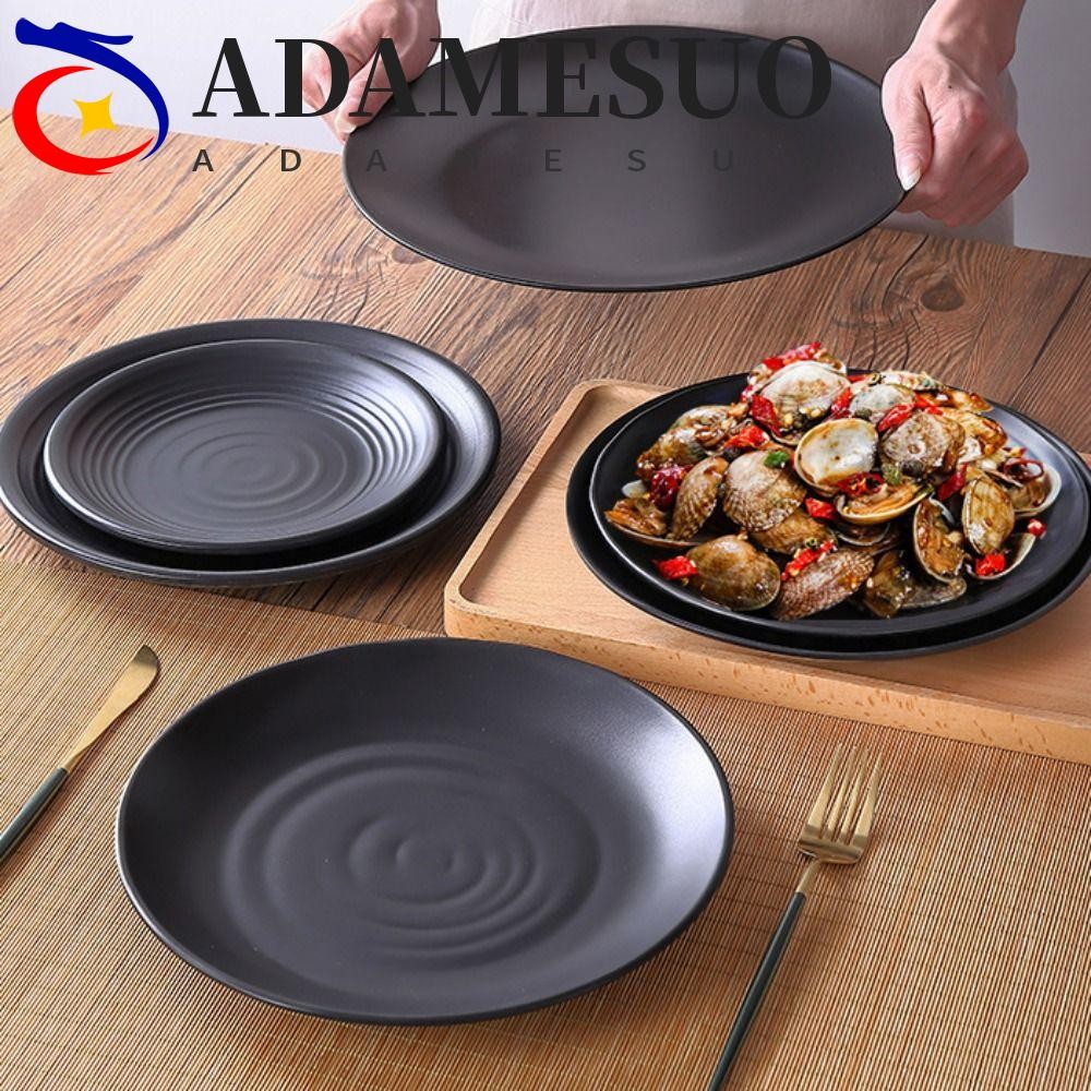 ADAMESUO 6 ชิ้นอาหารจาน, สไตล์ญี่ปุ่น Frosted รอบเมลามีนจาน, ทนทานฤดูใบไม้ร่วงเลียนแบบ Porcelain ...