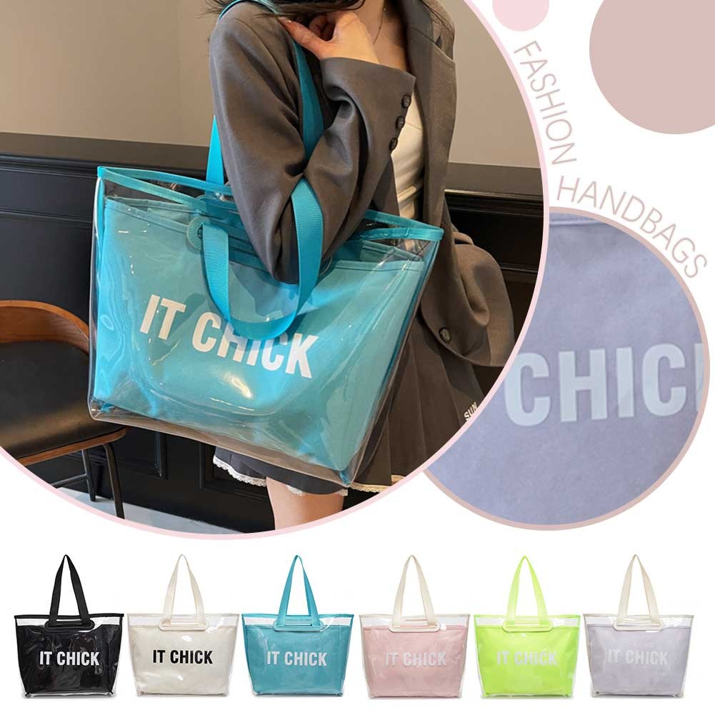 PVC Clear Jelly Bag กระเป๋าสะพายความจุใหญ่ ใช้งานได้หลากหลาย | Shopee ...