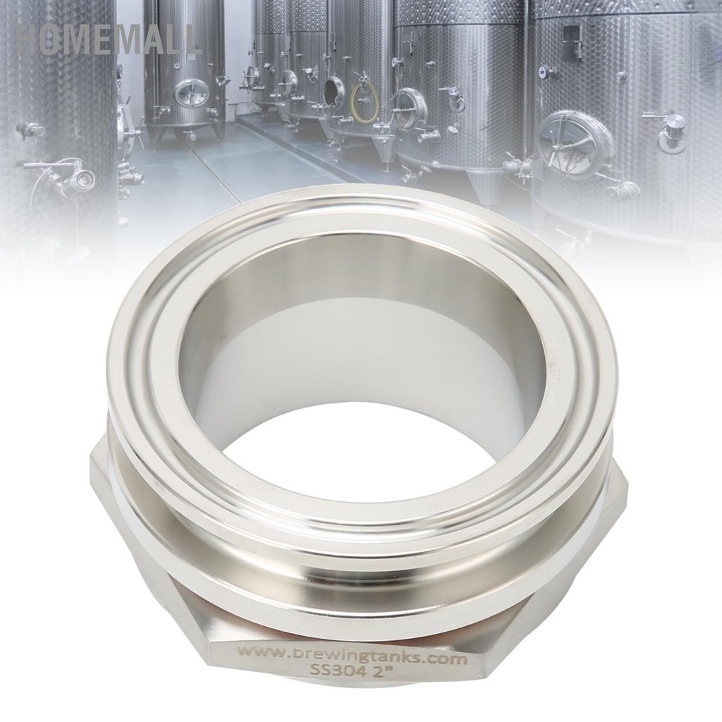 HomeMall 2in Weldless BULKHEAD FITTING สแตนเลสสำหรับ Tri CLAMP ADAPTER ...