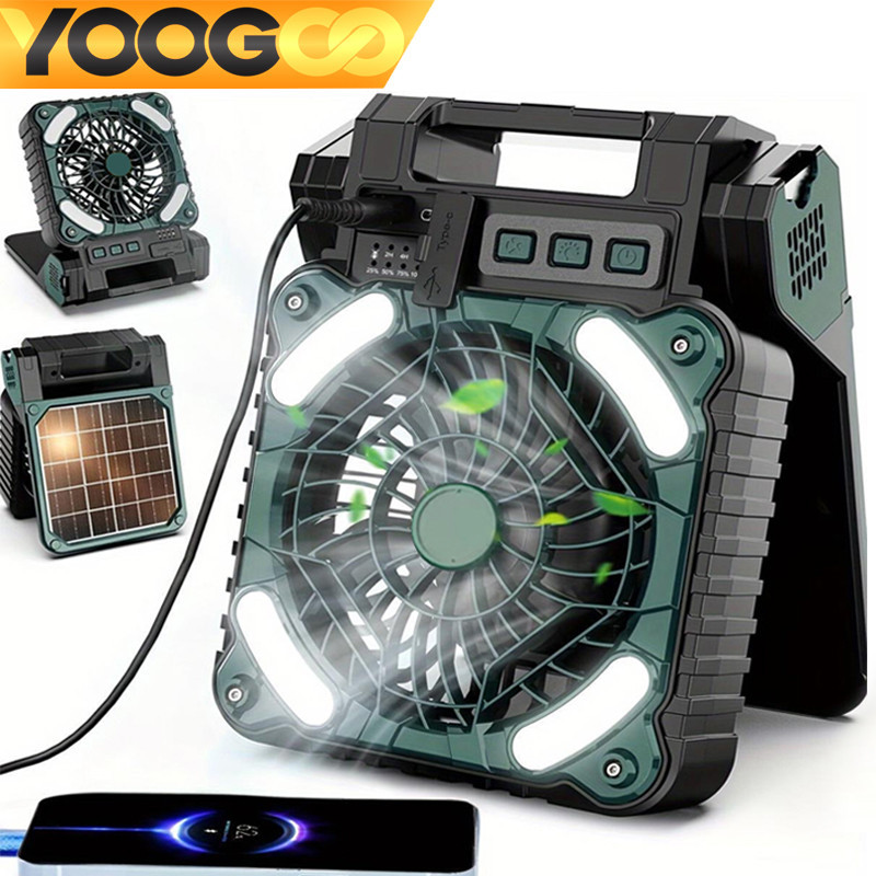 YOOGOO พัดลมตั้งแคมป์ พัดลมพลังงานแสงอาทิตย์ 7800mAh พัดลมตั้งโต๊ะ ...