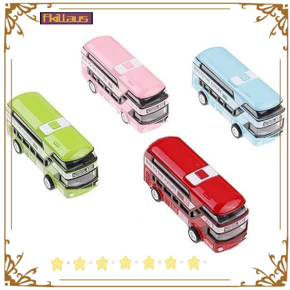 Fkillaus Double Decker Bus Toy, Skin-Die Cast Plastic Alloys Model Pull ...