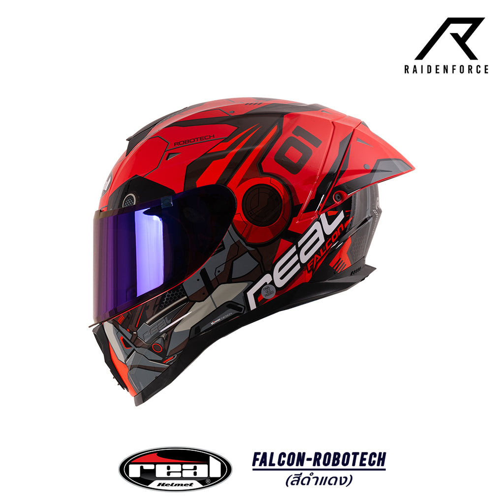 หมวกกันน็อค Real Helmet Falcon-Robotech ดำ/แดง | Shopee Thailand