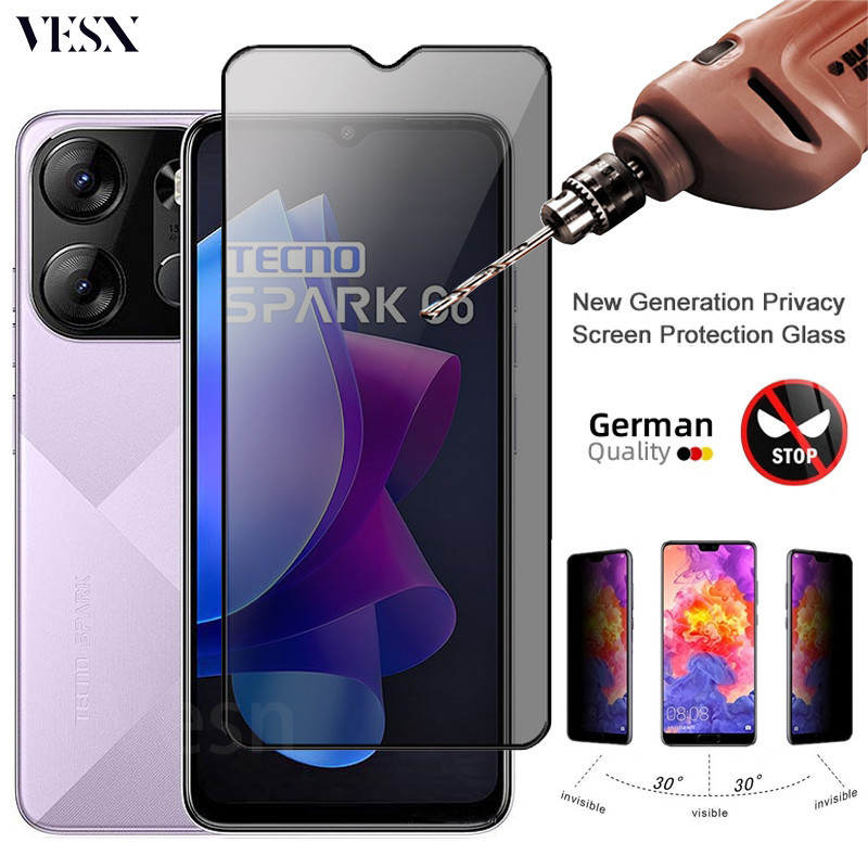 ฟิล์มกระจก ใช้สำหรับ กันเสือก ป้องกันคนมอง แบบเต็มจอ Tecno Spark 20 20P 20C 10 Pro 10C Go 4G 5G ...