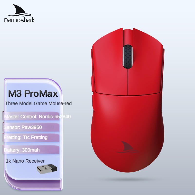 Darmoshark M3 PRO MAX PAW3950 2.4g ไร้สายบลูทูธสามโหมดเมาส์เหมาะสําหรับมือใหญ่ 54g น้ําหนักเบา ...