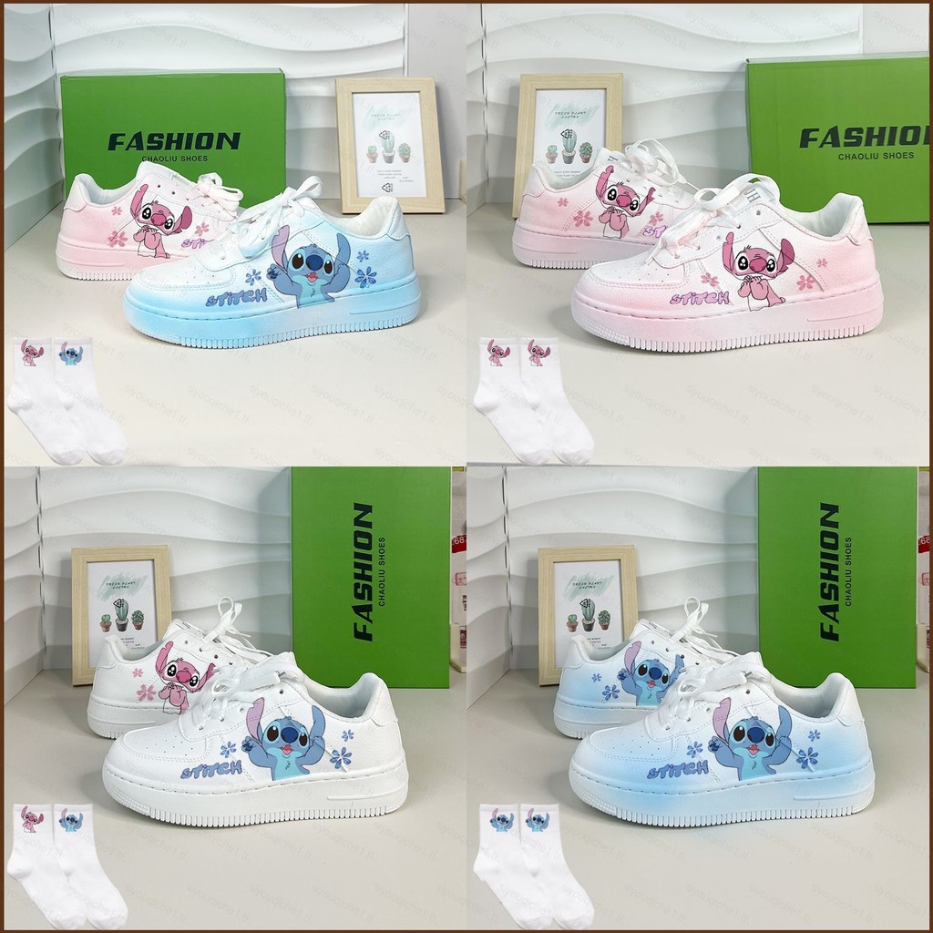 SY1 น่ารัก Lilo & Stitch Breathable รองเท้าบอร์ดอินเทรนด์รองเท้าคู่ ...