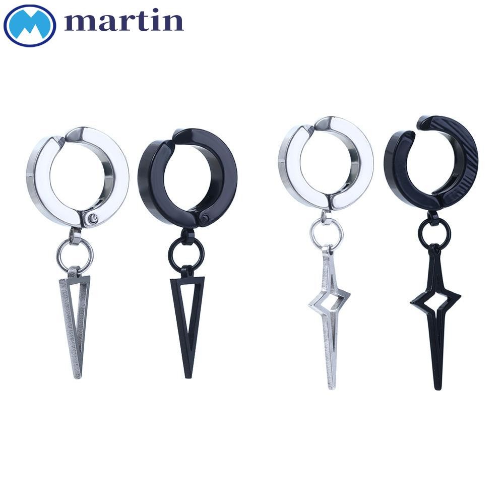 Martin Cross คลิปต่างหูของขวัญ Cool สามเหลี่ยมปลอมเจาะหญิงชาย Non ...