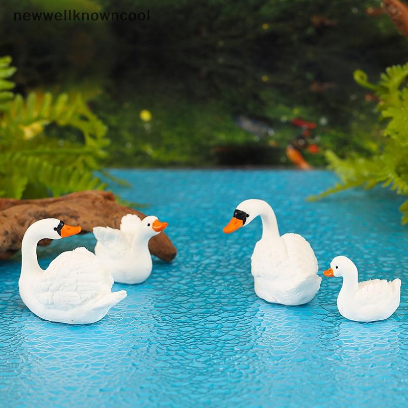 Newwellknowncool Mini White Swan ตกแต่งการ์ตูน Goose Figurine Micro ...