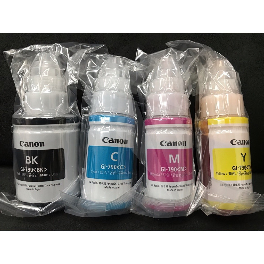 หมึกเติม CANON INK # GI-790 หมึกขวดแท้ 4 สี BK C M Y สำหรับ Canon Pixma ...