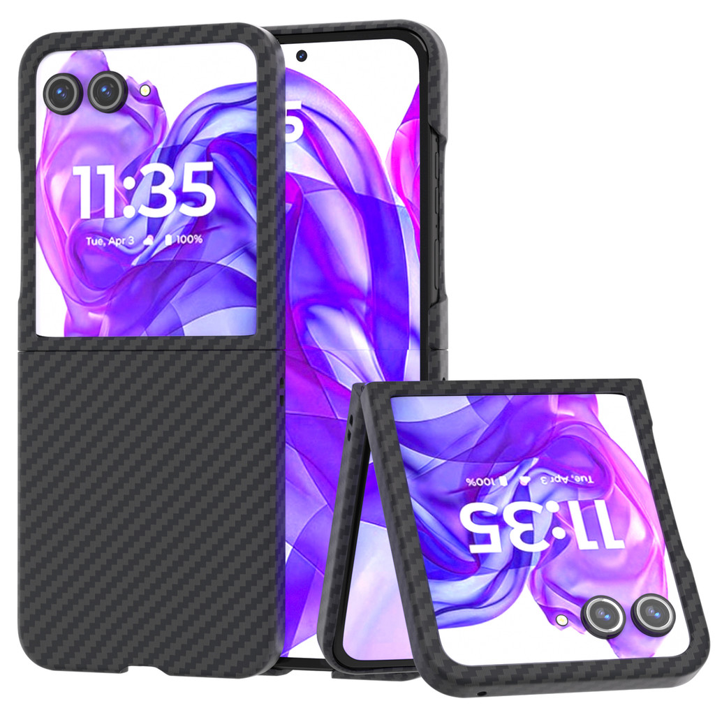 เหมาะกับ MOTO Razr 50 Ultra Classic Fiber Pattern Ultra Slim Folding ...