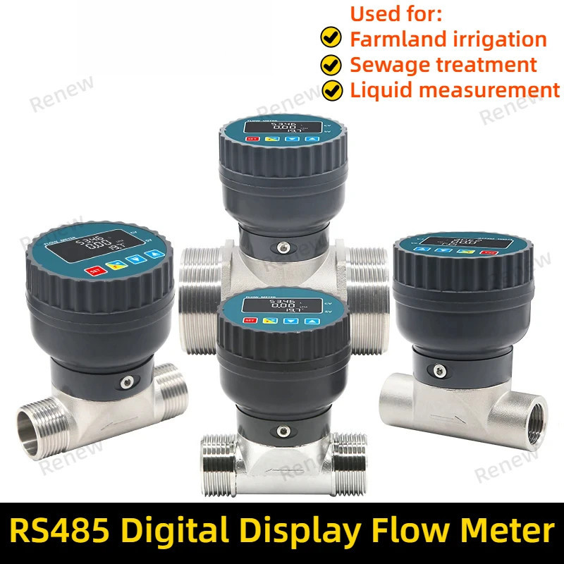 Rs485 Digital Display Flowmeter Stainless Steel Smart Lcd Electronic Flow Meter Flow Sensor ...