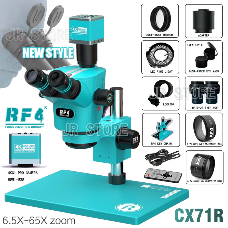 RF4 CX71R กล้องจุลทรรศน์สเตอริโอ Trinocular 6.5x-65x 30°C การออกแบบตามหลักสรีรศาสตร์ซูมต่อเนื่อง ...