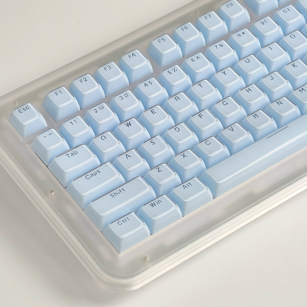Blue Jelly Keycaps 136 คีย์โปรไฟล์ OEM PC PBT Letter Light Transmission Creative Blue Jello ...