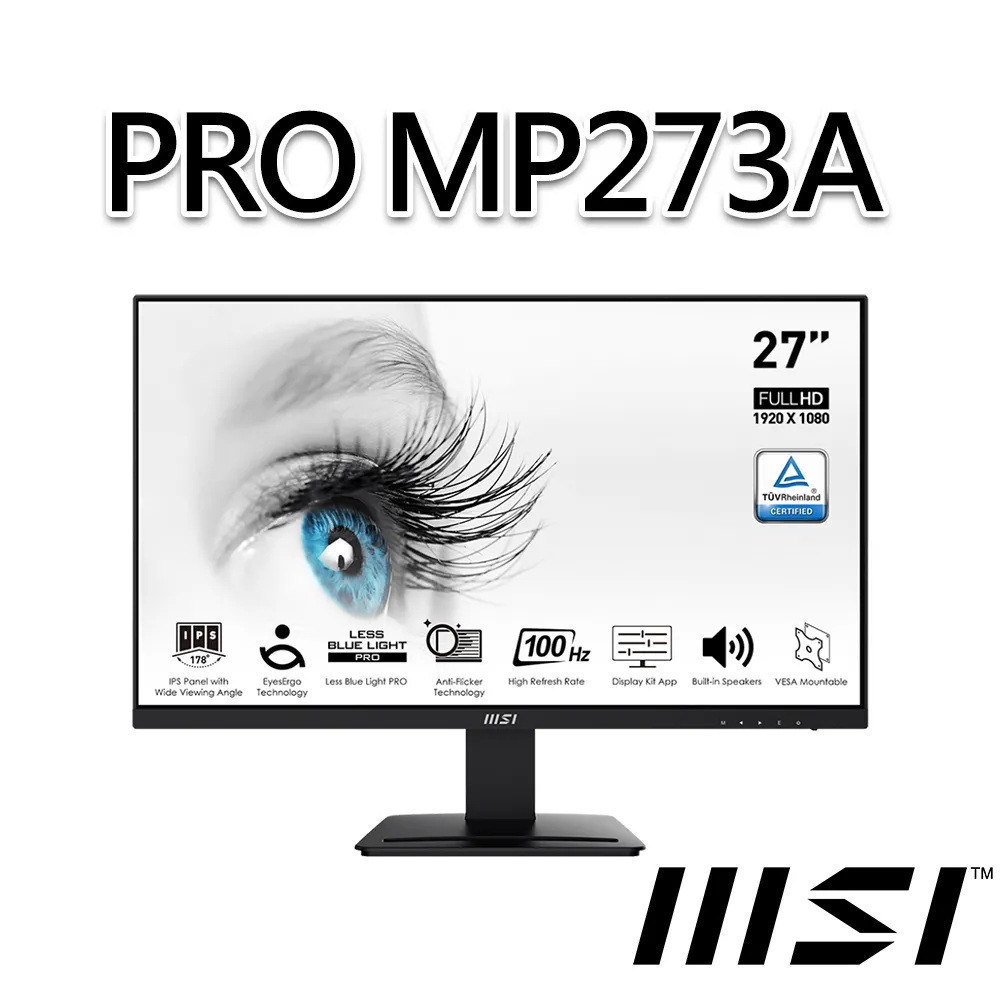 MSI MONITOR รุ่น PRO MP273A (ฺฺBlack) IPS 27" (FHD, 100Hz, 1ms, DP ...