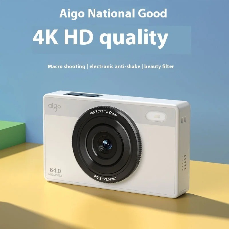 Aigo E6 กล้องดิจิตอล 4K AF โฟกัสอัตโนมัติความทนทานยาวนาน 64 ล้านพิกเซล CMOS Sensor น้ําหนักเบา ...