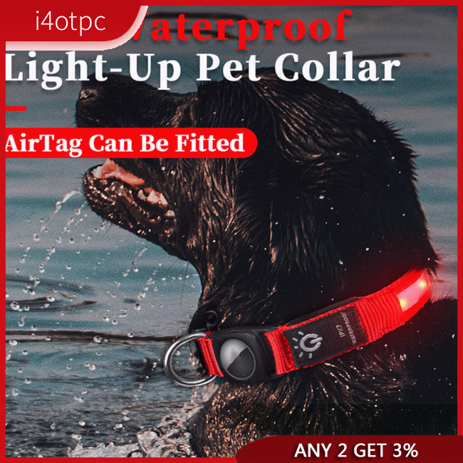 I4otpc LED ปลอกคอสุนัข 3 โหมดแสงปรับ Light Up ปลอกคอสุนัขกันน้ํา USB ชาร์จความปลอดภัยเรืองแสง ...