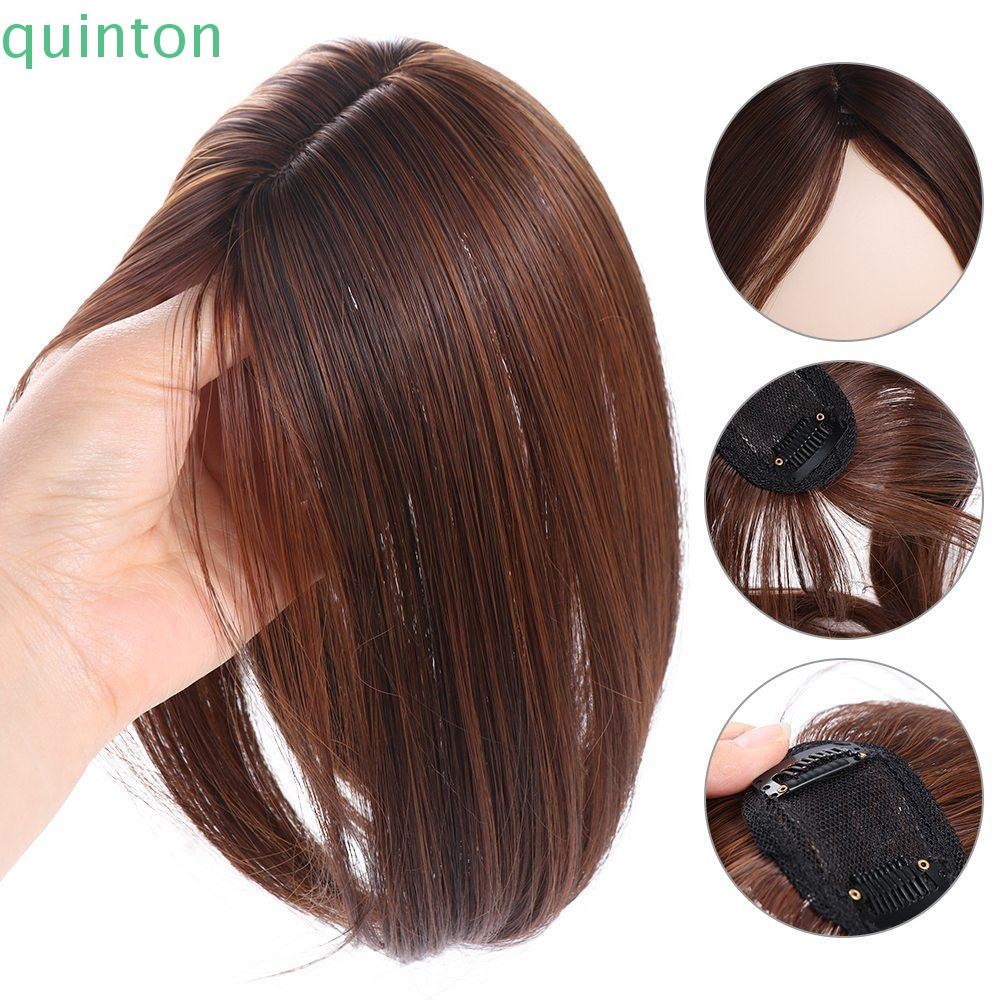Quiton Top Hair Bangs, Hair Extensions ธรรมชาติปลอม Bangs, ปิดผมขาวด้วย Toupee สังเคราะห์ที่มอง ...