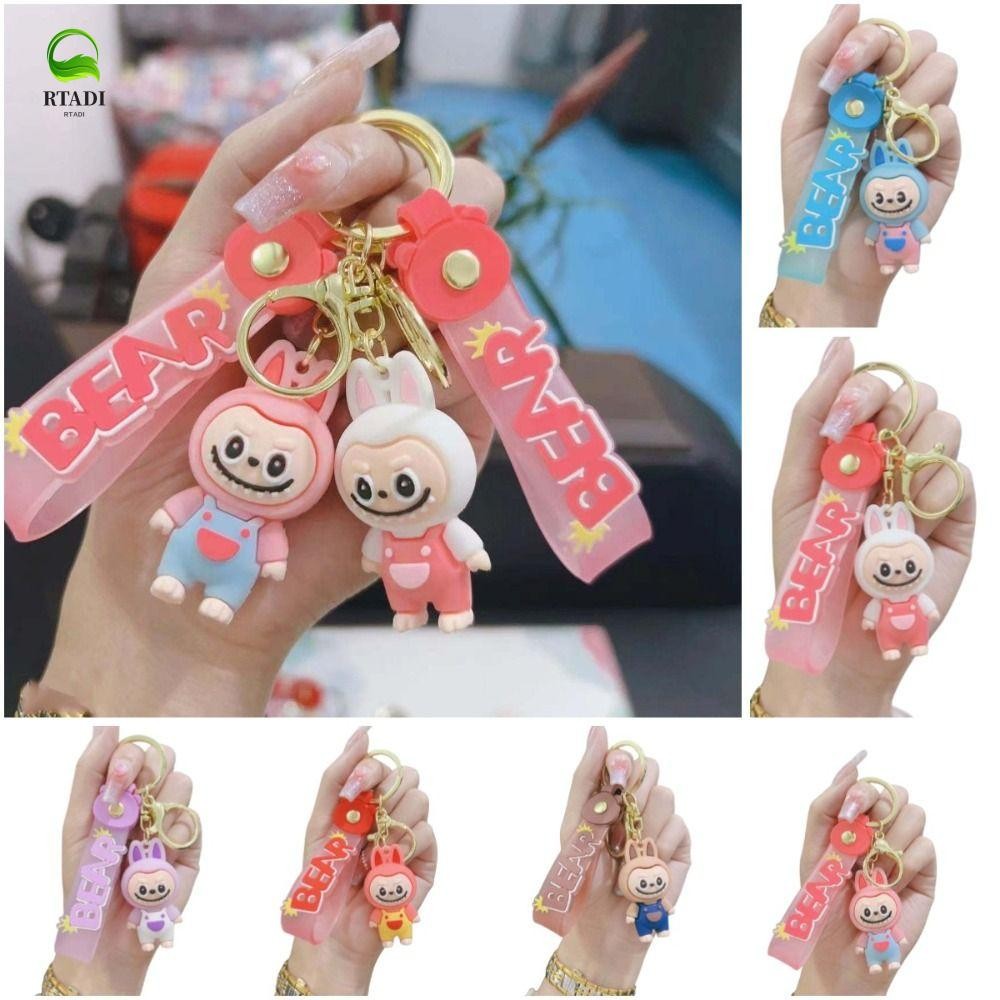 Rtadi Labubu พวงกุญแจตุ๊กตา,การ์ตูนAnti-lost Labubu PVCจี้,กุญแจรถแหวน ...