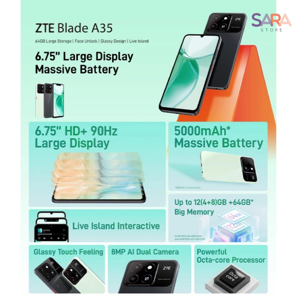ZTE Blade A35 4/64GB เครื่องแท้ ประกันศูนย์ไทย | Shopee Thailand