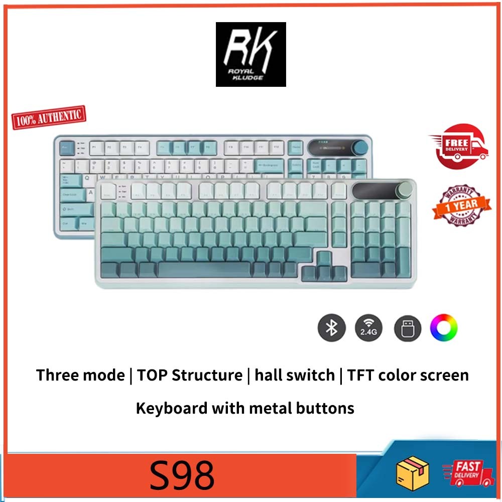 Rk S98 คีย์บอร์ดเชิงกลแบบกําหนดเองไร้สายสามโหมด, หน้าจอสี TFT พร้อม ...