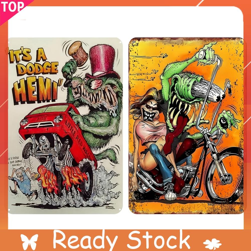 Vintage Metal Plate Rat Fink ภาพวาดเหล็กสี่เหลี่ยม Wall Art Home Bar ...