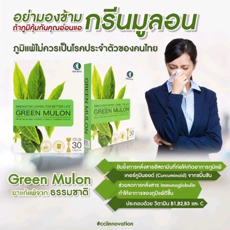 GREEN MULON กรีนมูลอน - เสริมภูมิ สารสกัดจากชาเขียว ภูมิแพ้ | Shopee ...