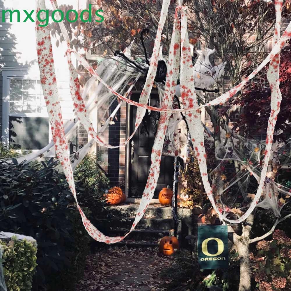 Mxgoods ผ้าพันคอเลือด10เมตร3เซนติเมตร/8เซนติเมตรสยองขวัญฮาโลวีนตกแต่งเหมือนจริงฮาโลวีนอุปกรณ์ ...