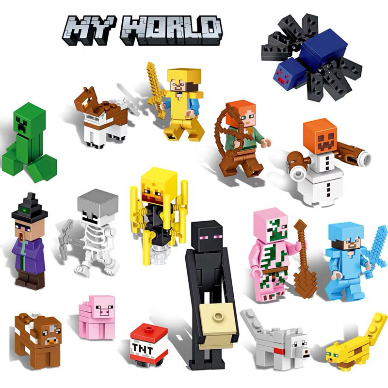 Minecraft Minifigures ชุด Alex Steve Zombie Villager Skeleton Creeper ...