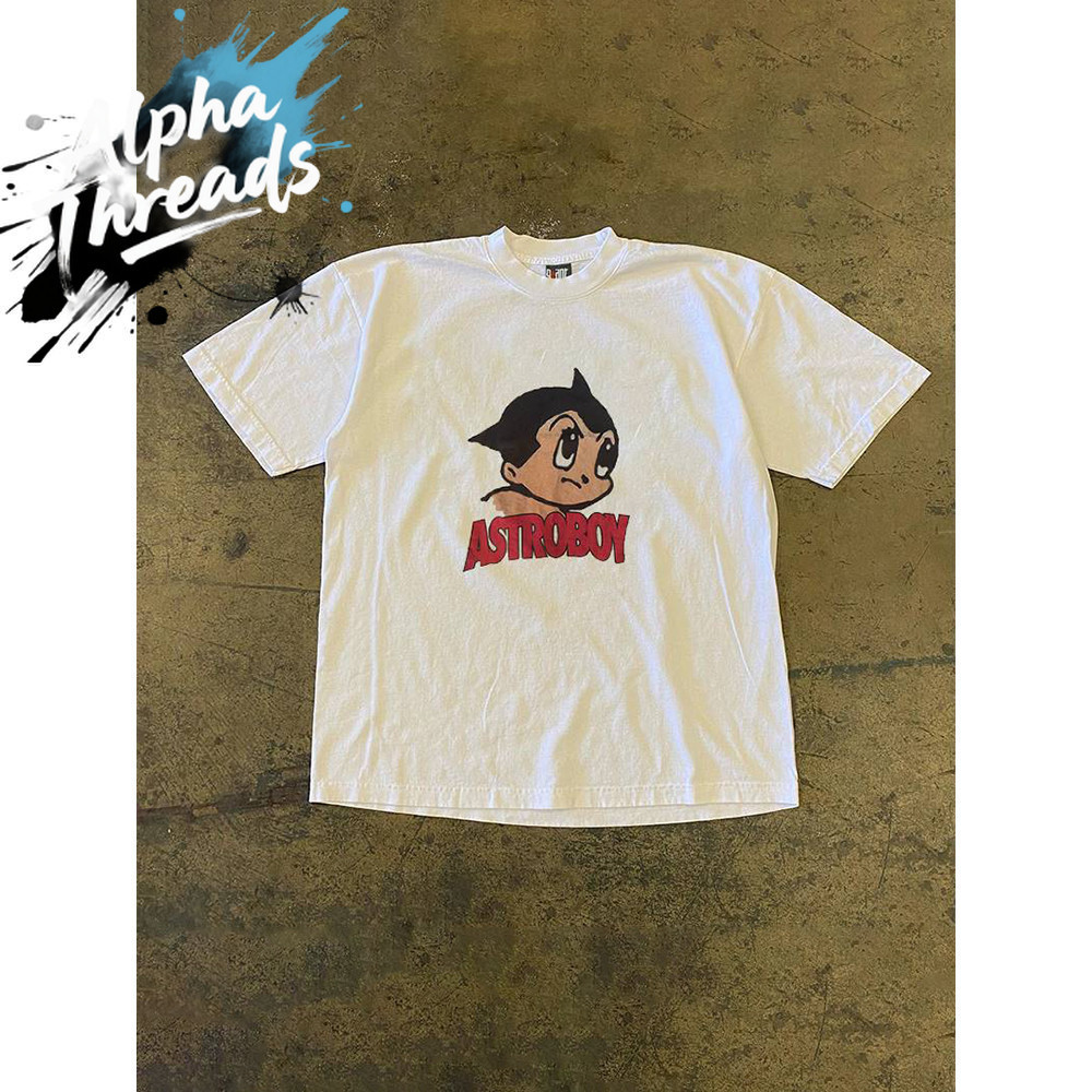 (จัดส่งตลอด 24 ชั่วโมง)Alpha Threads เสื้อยืดสีขาวกีดรูปอัทอม（Astro Boy ...