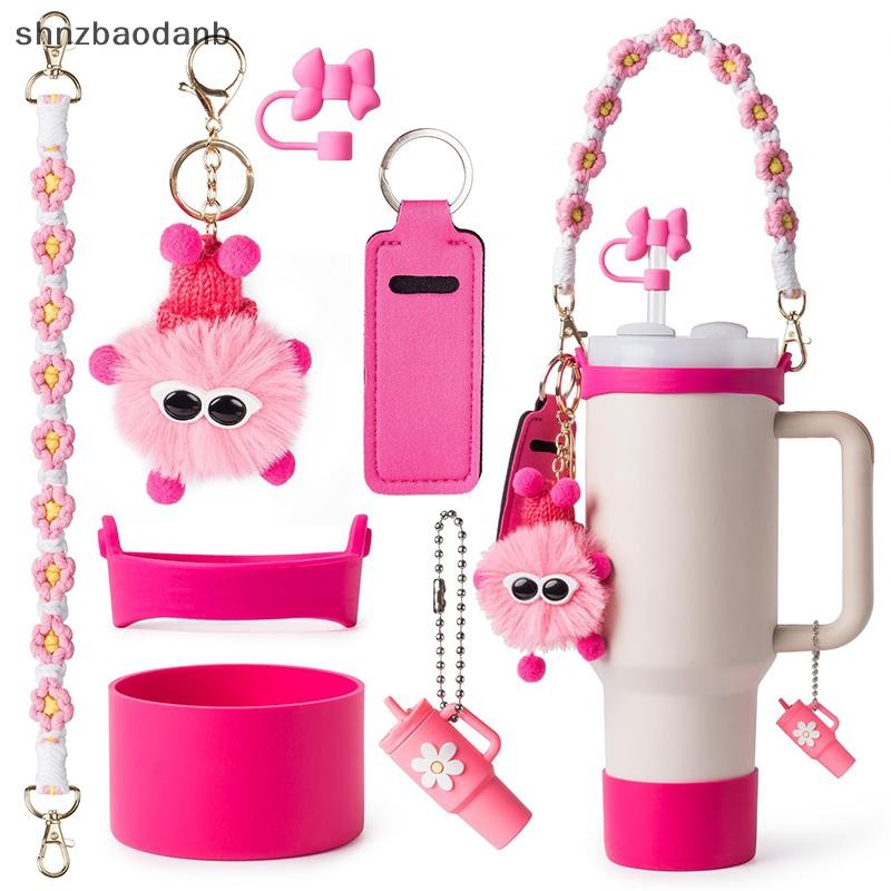 [shnzbaodanb] ชุดอุปกรณ์ถ้วยเก็บความร้อนธีมดอกไม้สายรัดจับขวด/รองเท้าถ้วยซิลิโคน/จุกกันรั่ว/ชุด ...