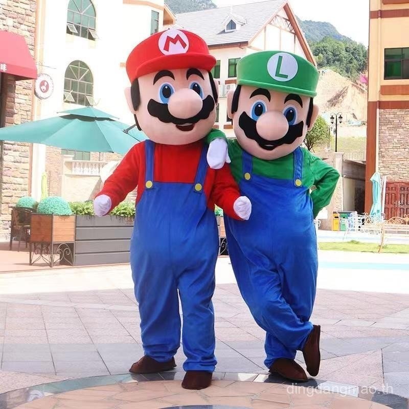 Influencer Super Mario ตุ๊กตาการ์ตูนเครื่องแต่งกายผู้ใหญ่เดิน Mario ...
