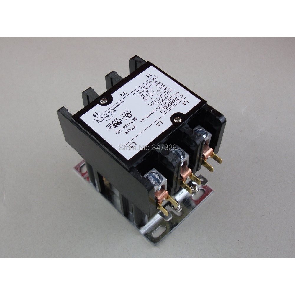 Hvacstar SA-3P-60A-120V Definite Purpose Contactor 3Poles 60FLA 120V AC Coil , DP Contactor, Air ...