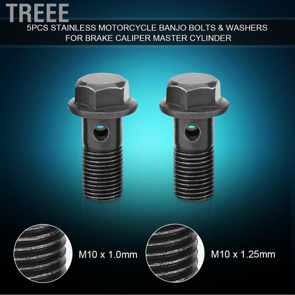 Treee 5ชิ้นรถจักรยานยนต์แบนโจน็อตและเครื่องซักผ้าสำหรับคาลิปเปอร์เบรคโทกระบอกM10 x1.25/M10 x 1.0 ...