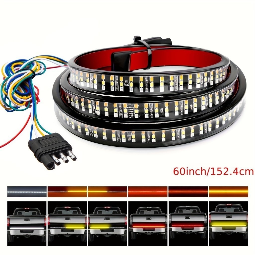 60 Tri-ROW LED truck TAIL Light Bar-Bright Red BRAKE, White Dynamic ...