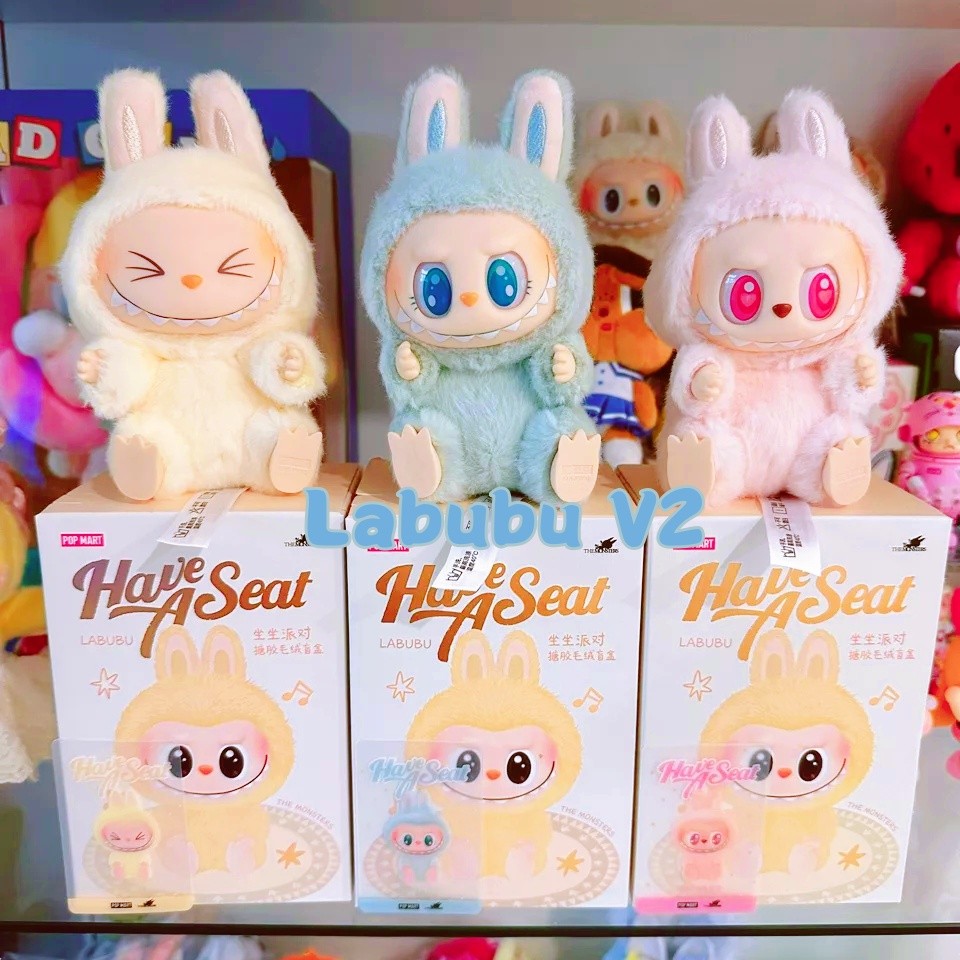 ของแท้ 100% Labubu V2 Have a Seat ตุ๊กตาไวนิล V.2 การจัดส่งแบบสุ่ม ...