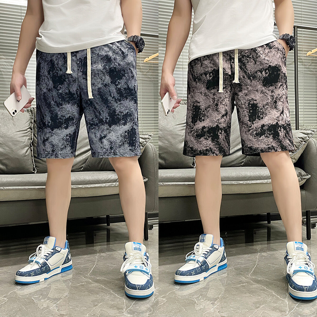 ZJ HOME กางเกงขาสั้น กางเกงขาสั้นชายหาดเอวยางยืด ใส่ได้ทั้ง (ชญ) เอว28“-40ผ้าบางแห้งเร็ว DK8002 ...