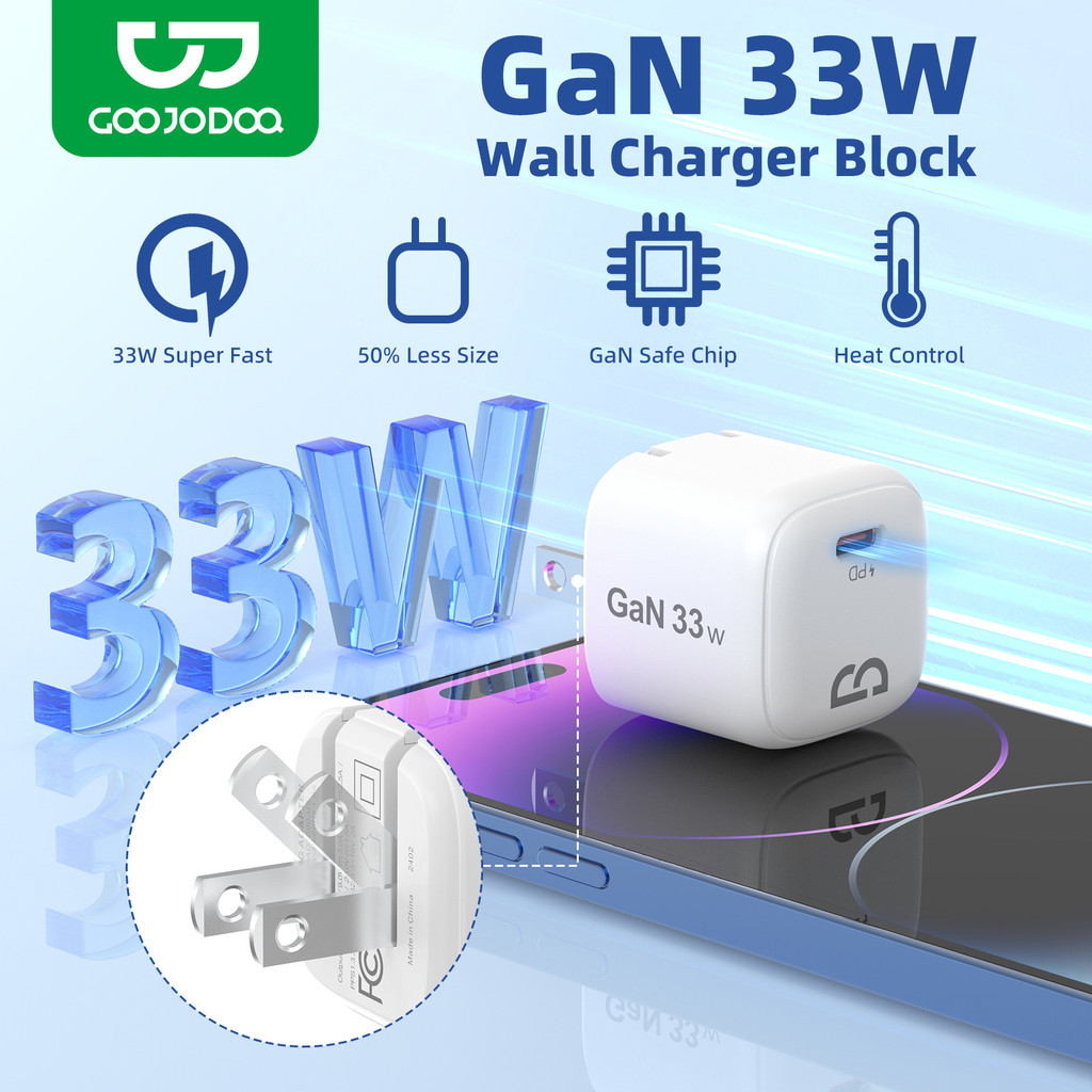 GOOJODOQ Mini Charger Ultra-Compact 35W PD GaN Tech for Fast Safe ...
