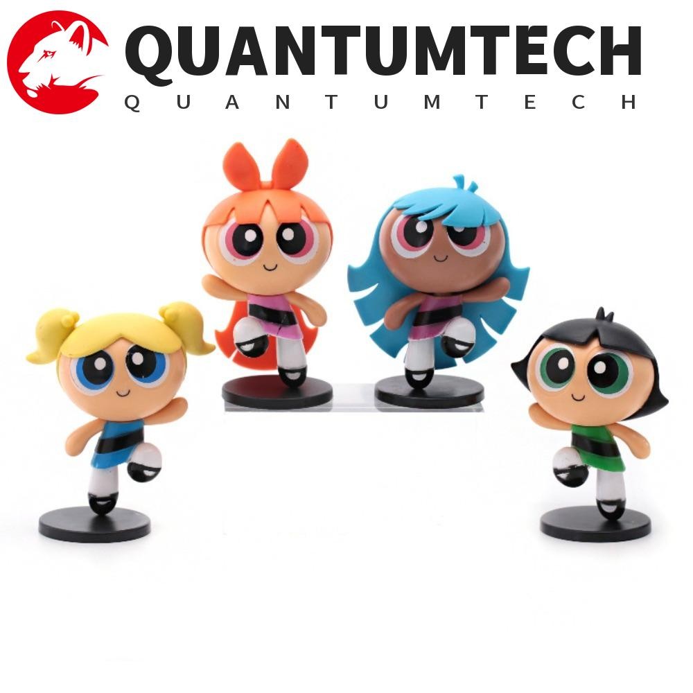Quantumtech 4 ชิ้น/เซ็ต The Powerpuff Girls Figure ของเล่น, PVC Doll Desktop Decor Powerpuff ...