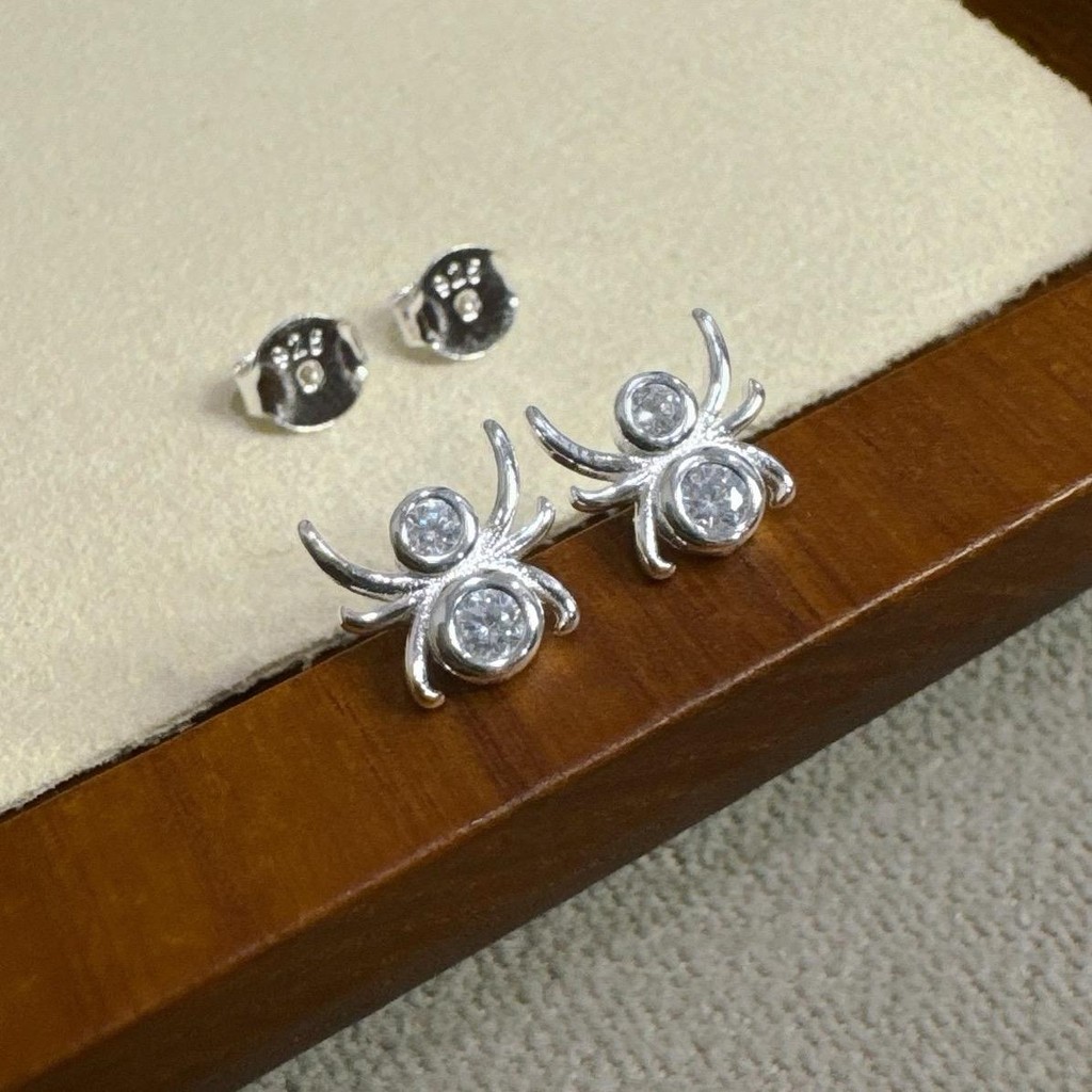 Stud Spider White | ต่างหูแมงมุม สีขาว | ราคาต่อคู่ | ต่างหูเงินแท้92.5 ...