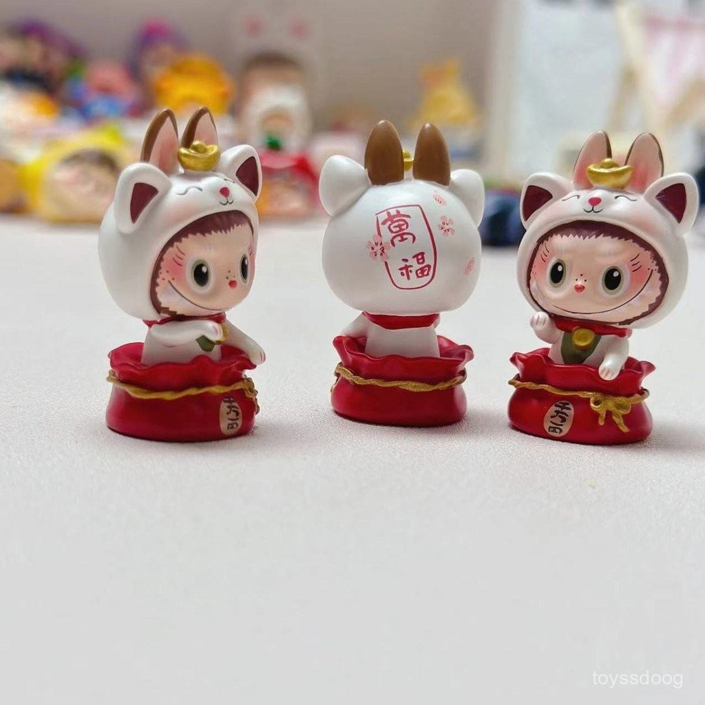 Labubu Lucky Cat 4cm Mini Modification Doll Cute Tablets | Shopee Thailand
