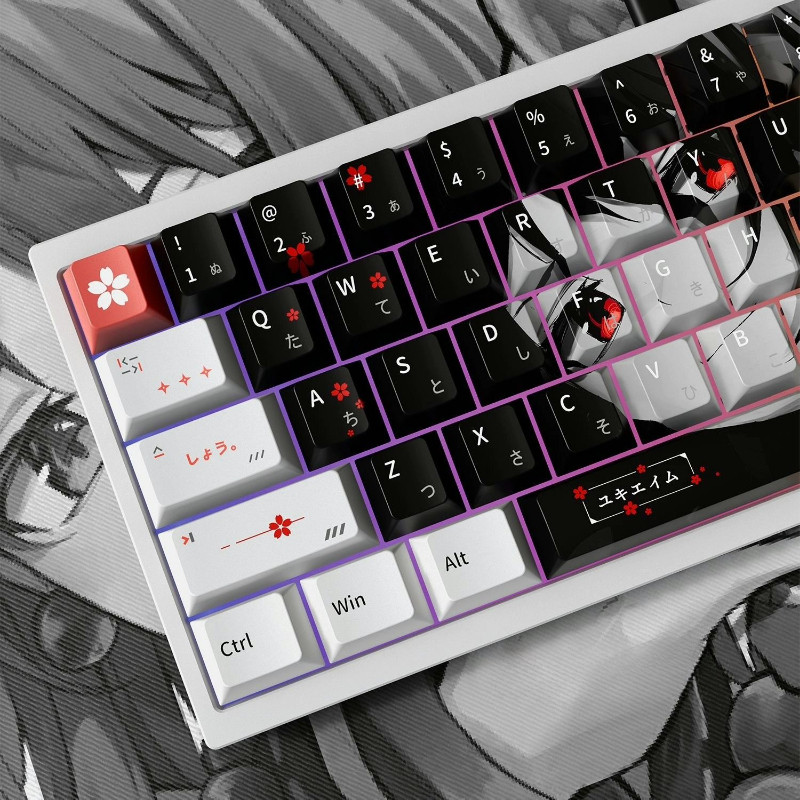 Yuki Keycap Cherry Profile 60/64/68/75 คีย์ PBT ห้าด้าน Dye Sublimation ...