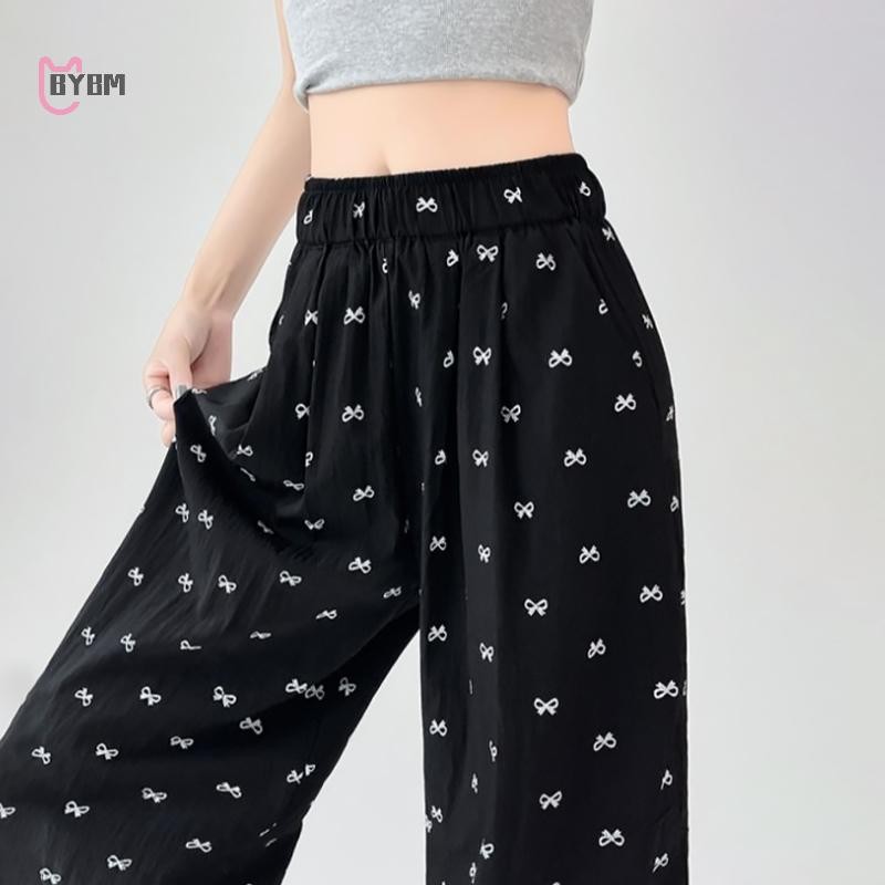 HGTH กางเกงขากว้างเอวสูงสำหรับผู้หญิง ดีไซน์แฟชั่น-boheme สไตล์ HOT ...