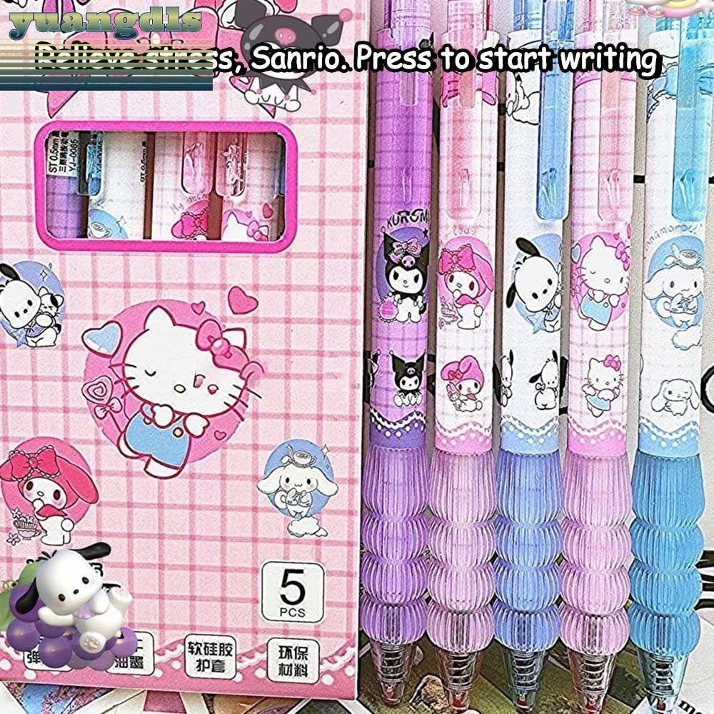 YUANG 5 ชิ้น Sanrio กดปากกาเจล, 0.5 มม.การ์ตูน Pikachu Neutral ปากกา ...