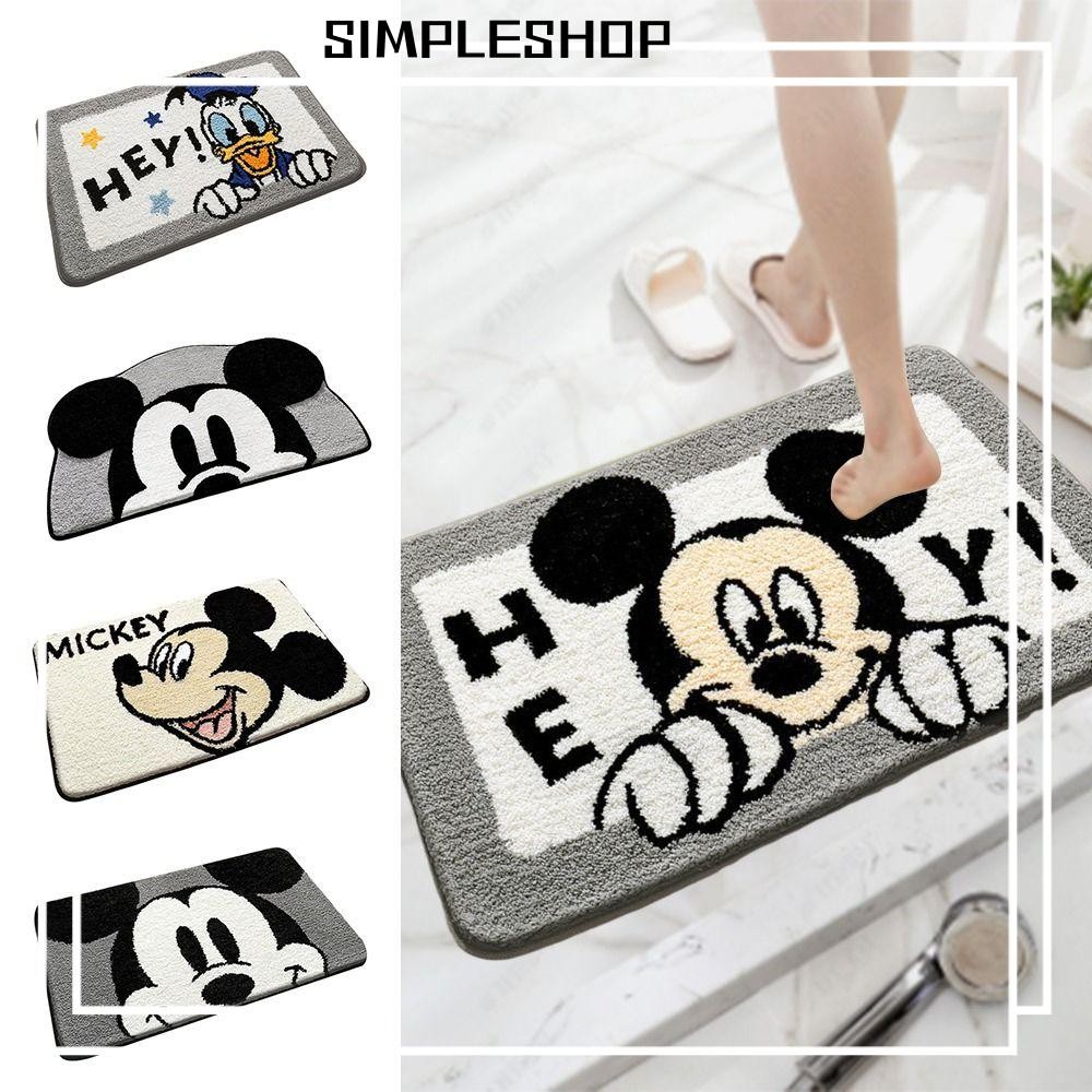 SIMPLESHOP พรมมิกกี้เมาส์, เสื่อกันลื่นห้องน้ําแคชเมียร์ Faux ขนาด 40x60 ซม., การ์ตูนสกปรกทน ...