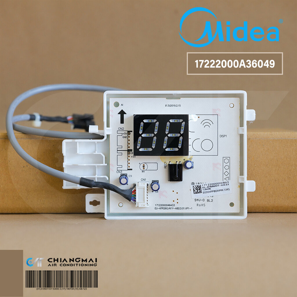 17222000A36049 หน้าจอแสดงผลแอร์ Midea (Display Box) แผงรับสัญญาณรีโมท ...