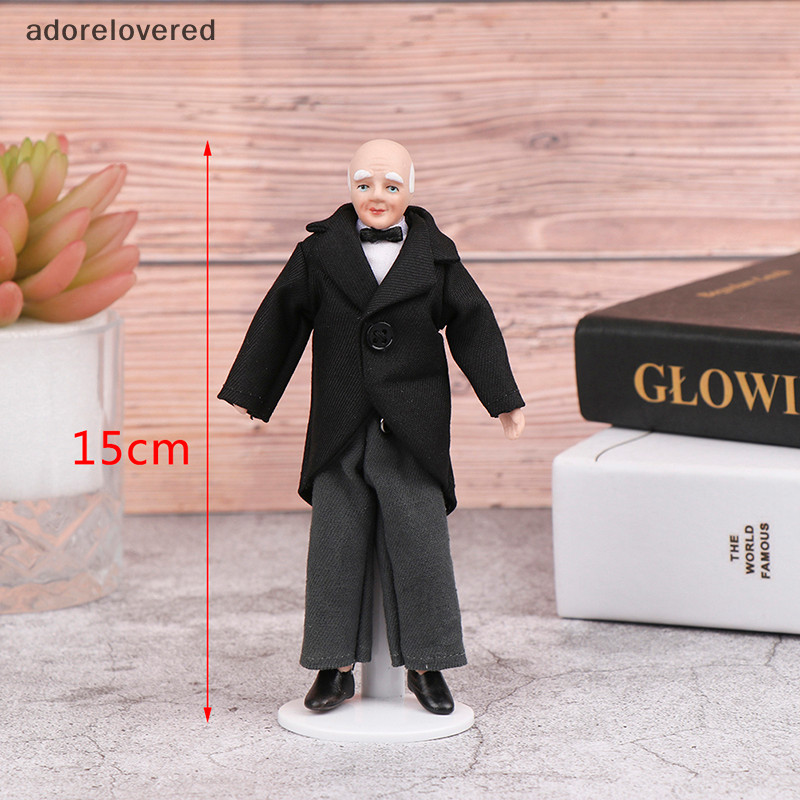 Adorelovered 1:12 Dollhouse Miniature Porcelain ตุ๊กตา Old Man Servant ...