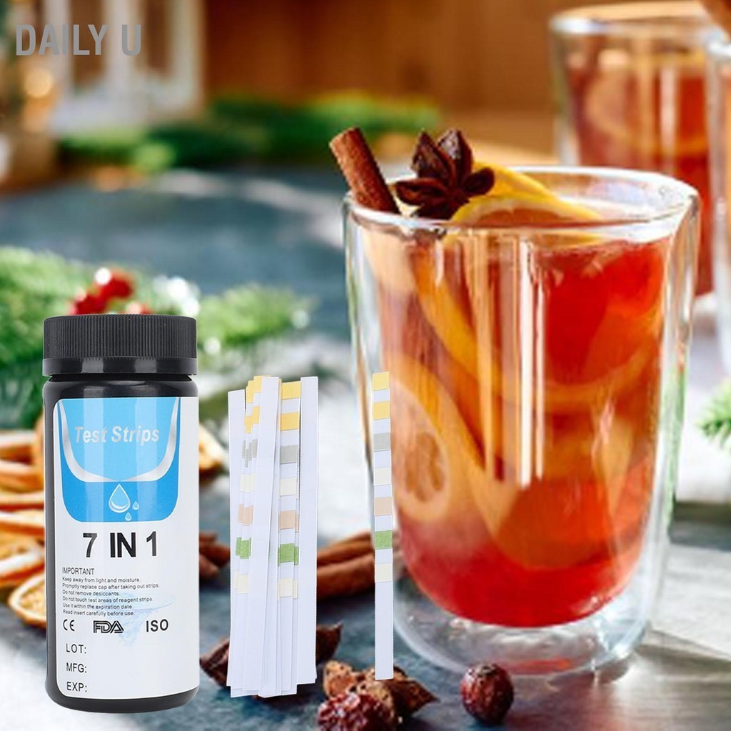 Daily U 50PCS PH Test Strip 7 in 1 แถบทดสอบ ความเป็นด่างความแข็ง ...